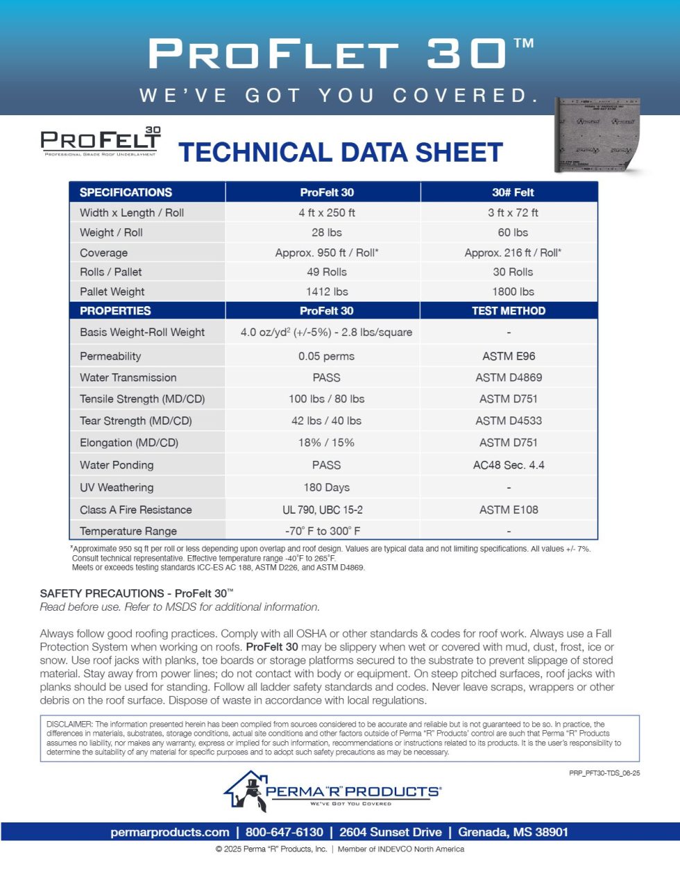 Roof Underlayment ProFelt Plus | Perma "R" Products