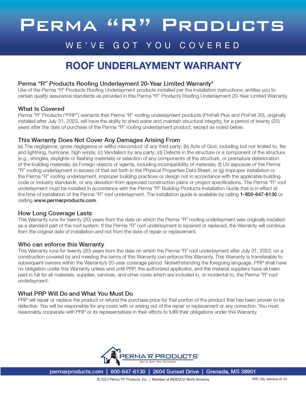 Roof Underlayment ProFelt 30 | Perma "R" Products